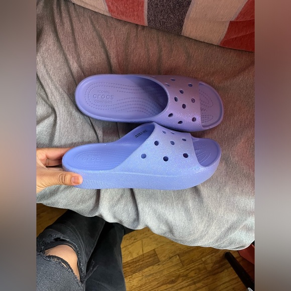 CROCS | Shoes | Crocs Classic Platform Glitter Moon Jelly Purple Slide ...